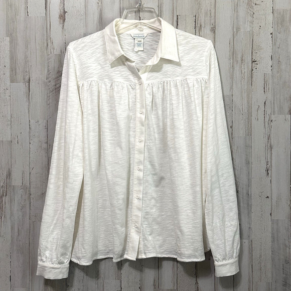 Sundance | Tops | Sundance Blouse L Ivory Long Sleeve Slub Knit Classic ...